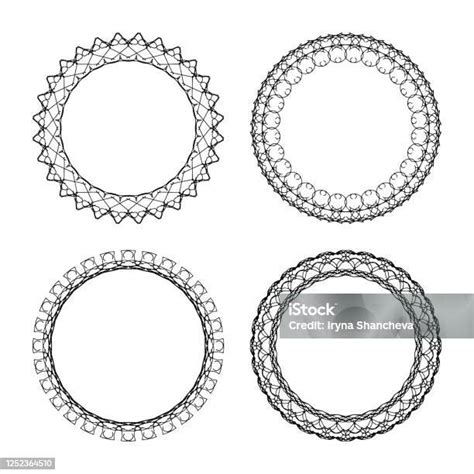 흰색으로 격리된 윤곽선 프레임 집합입니다 테두리 를 색칠합니다 벡터 에너지 선의 교차점입니다 횡단 선 교차 원입니다 Eps 10 곡선에 대한 스톡 벡터 아트 및 기타 이미지