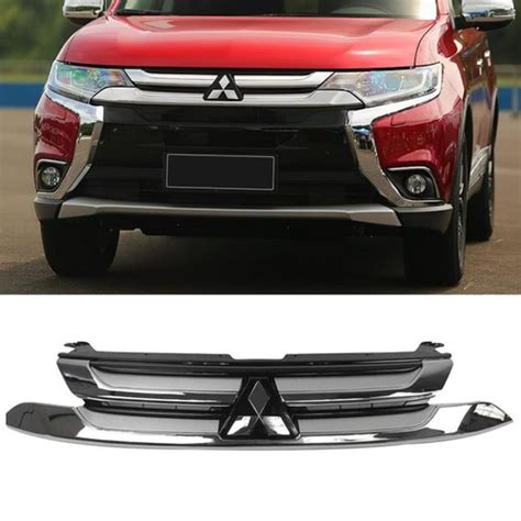 Black Silver Front Bumper Grille Assembly Compatible With Mitsubishi