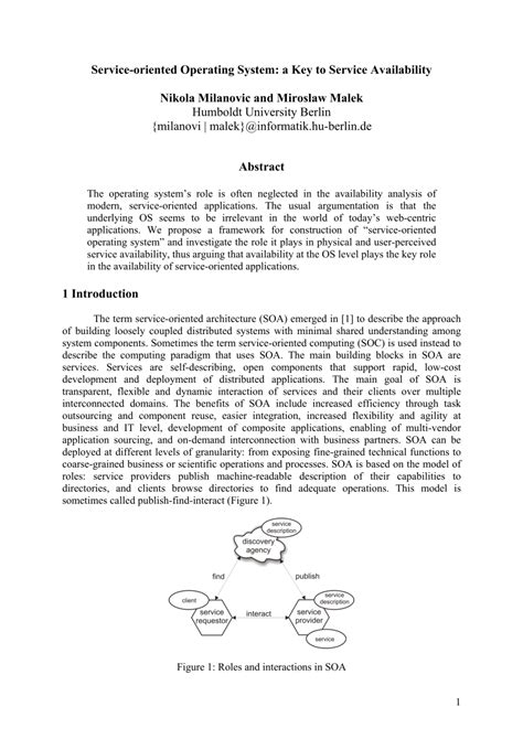 Pdf Service Oriented Operating System A Key Element In Improving Service Availability