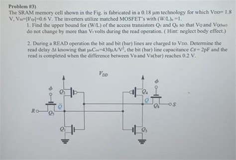 Solved Problem 3 The Sram Memory Cell Shown In The Fig