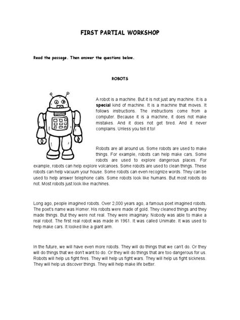 First Partial Workshop Read The Passage Then Answer The Questions