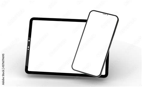 Blank Screen Realistic Tablet Frame Rotated Position Side View Top View The Tablet Is At