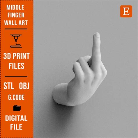 Middle Finger Stl Files Wall Sculpture 3d Printable Model 3d Print