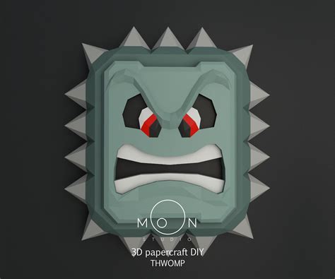 Thwomp Diy Papercraft Pdf Svg Dxf Low Poly 3d Model Craft