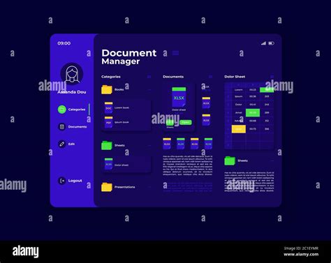 Document Manager Tablet Interface Vector Template Stock Vector Image And Art Alamy