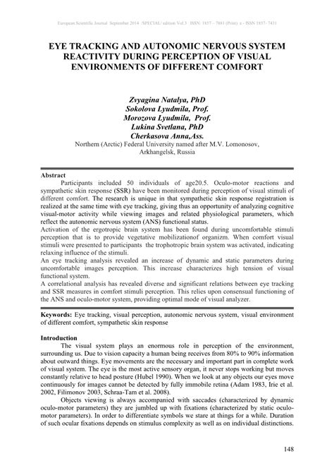 eye tracking and autonomic nervous system reactivity during perception