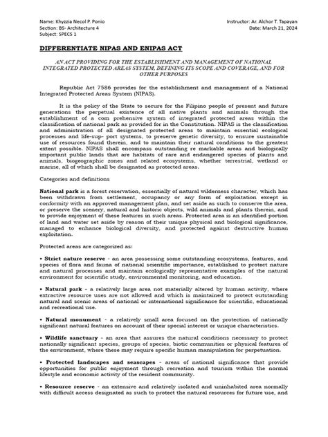 Nipas Vs Enipas Key Differences Pdf Protected Area Conservation