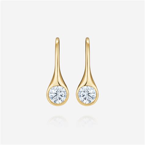 Teardrop Diamond Earrings 18ct Yellow Gold 886 Royal Mint