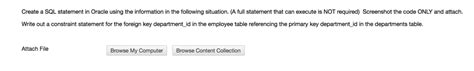 Solved Create A SQL Statement In Oracle Using The Chegg Com
