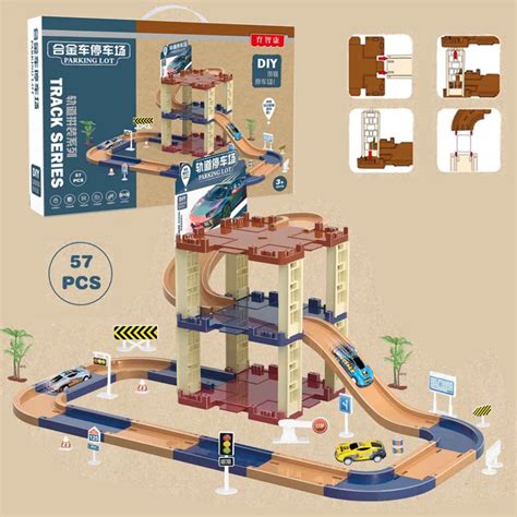 어린이 자동차 건물 다층 주차장 장난감 합금 자동차 diy 조립 주차장 트랙 회로 voiture 장난감 어린이 선물 다이