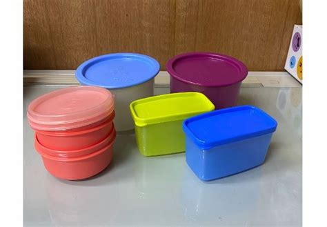 Tupperware Set Round Box 2 Blue And Purple Small Rectangle Box Round