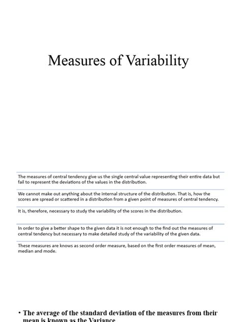 Measures Of Variablity Pdf Standard Deviation Applied Mathematics