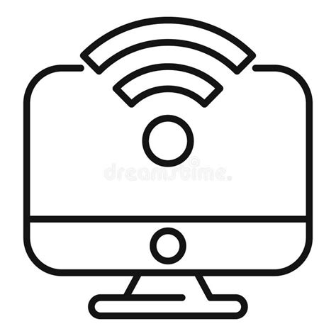 Wifi Computer Connection Icon Outline Vector Storage Cloud Stock