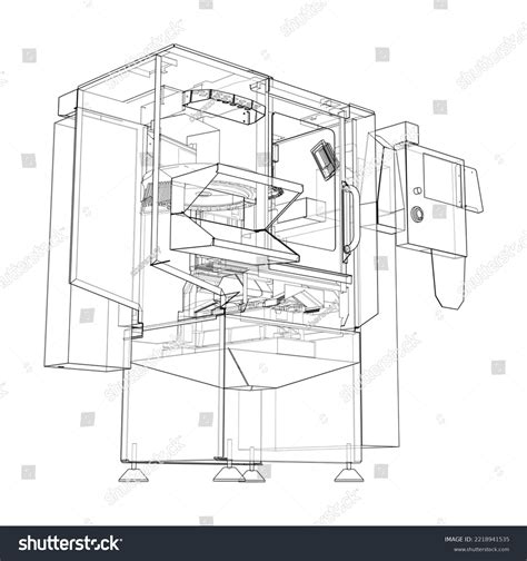 Metalworking Cnc Milling Machine Vector Rendering Stock Vector Royalty Free