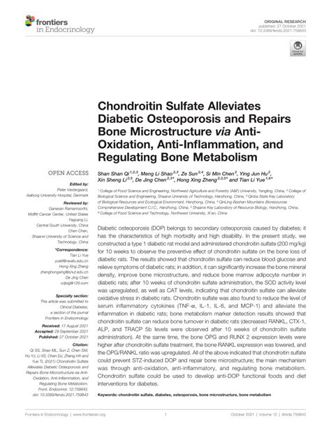 Pdf Chondroitin Sulfate Alleviates Diabetic Osteoporosis And Repairs