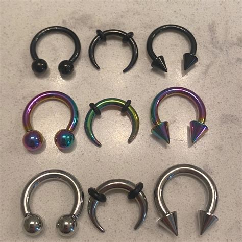 3pc 14g 8g Septum Pincher Sets Crescent And Horseshoe Rings