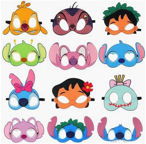Ou Rui 12pcs Stitch Masks Party Favors Lilo And Stitch Theme Party Blindfold Cartoon Photo
