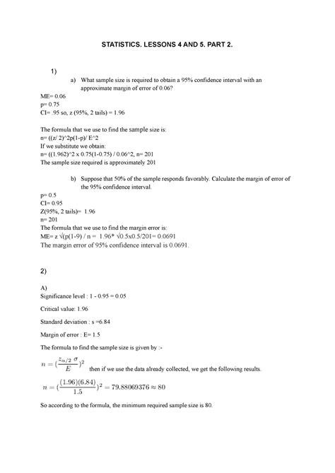Statistics Part 2 Of The Practicals Sessions STATISTICS LESSONS 4 AND 5 PART 2 1 A What
