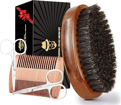 Boar Bristle Beard Brush For Men Beards And Mustaches Grooming Set