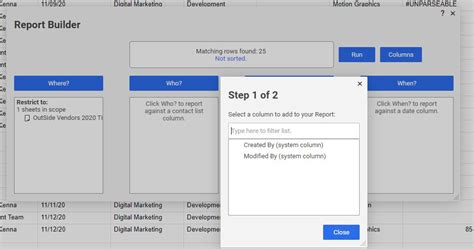 Report Builder Row Report Who Not Showing Columns Smartsheet