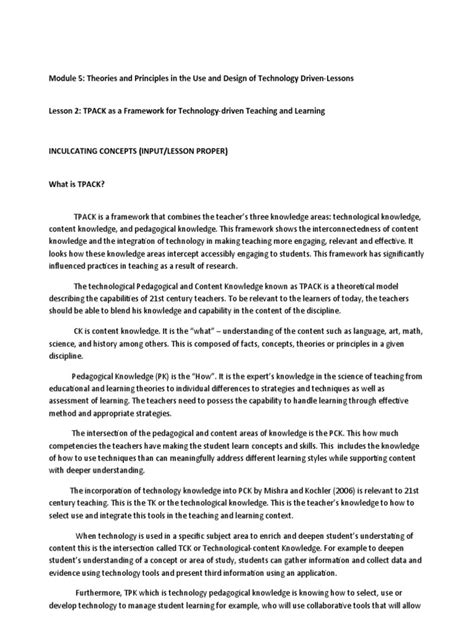 Module 5 Lesson 2 Pdf Teaching Method Pedagogy