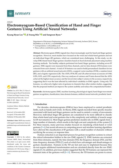 Pdf Electromyogram Based Classification Of Hand And Finger Gestures