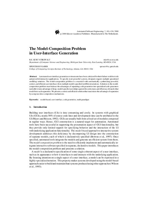 Pdf The Model Composition Problem In User Interface Generation
