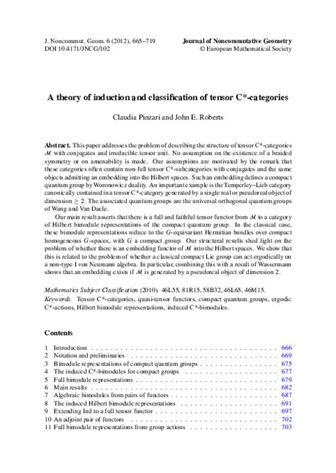 Pdf A Theory Of Induction And Classification Of Tensor C Categories