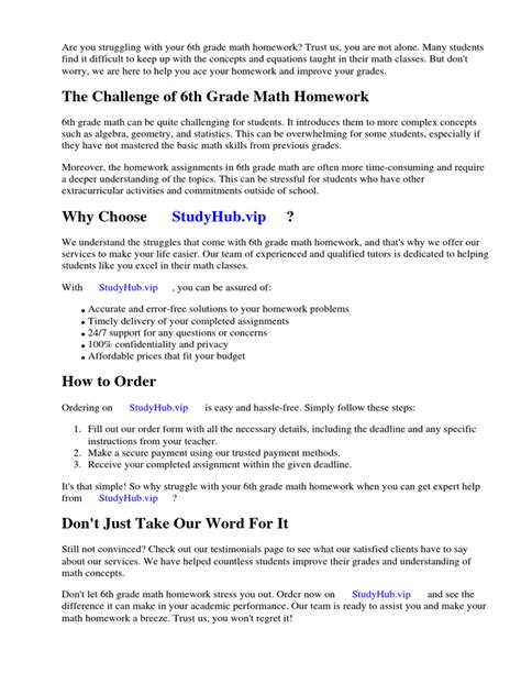 6th Grade Math Homework Policy Pdf Homework Mathematics