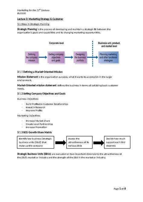 bu5501 lecture 3 notes bu lecture 3 marketing strategy and customer 3