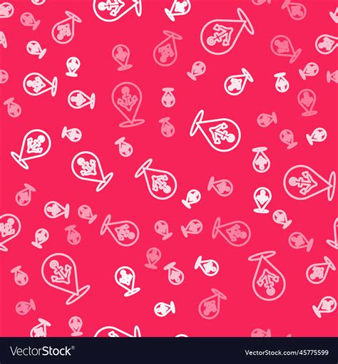 white line map pointer with anchor icon isolated vector image