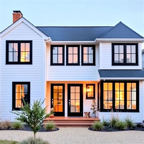 Light Grey House With Black Window Frames