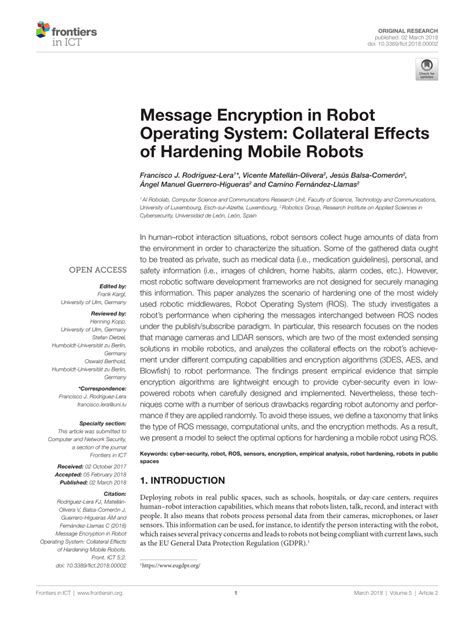 Pdf Message Encryption In Robot Operating System Collateral Effects