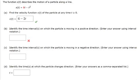Solved The Function St Describes The Motion Of A Particle