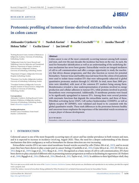 Pdf Proteomic Profiling Of Tumour Tissue‐derived Extracellular