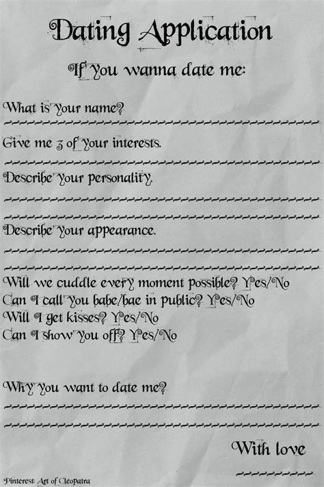 Official Boyfriend Application Form