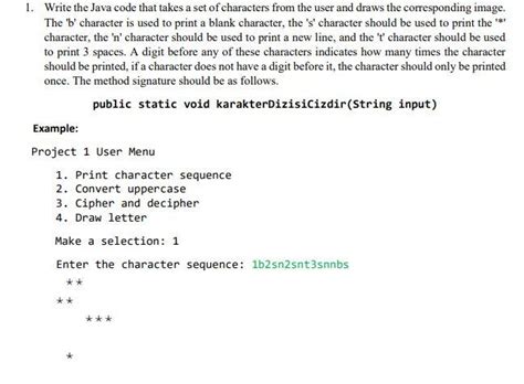 Solved Write The Java Code That Takes A Set Of Characters Chegg