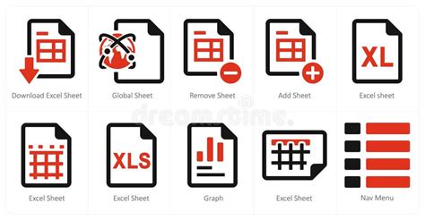 A Set Of 10 Mix Icons As Download Excel Sheet Global Sheet Remove