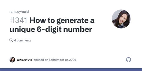 how to generate a unique 6 digit number · issue 341 · ramsey uuid · github