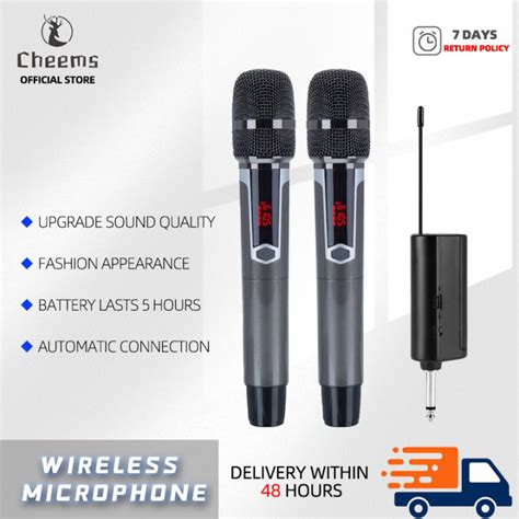 Wireless Microphone Rechargeable UHF Dual Karaoke Mic With Receiver System Set For Singing