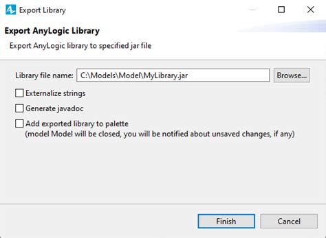 Exporting A Library Anylogic Help