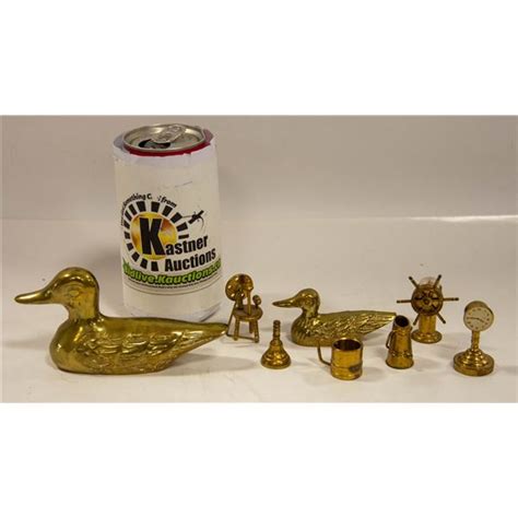 2 Small Solid Brass Ducks 6 Brass Miniatures