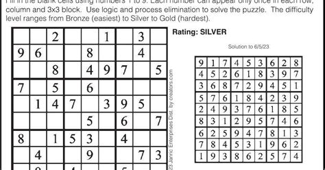 Sudoku June 6 Puzzles