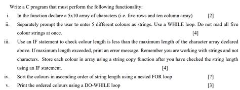Solved A Write A C Program That Must Perform The Chegg Com
