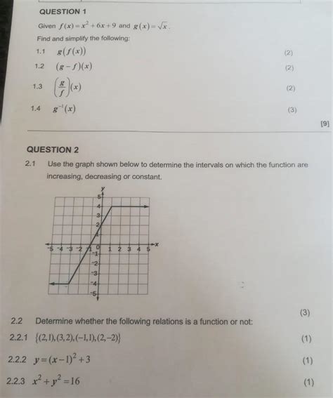 solved question 1 given f x x2 6x 9 and g x x find and
