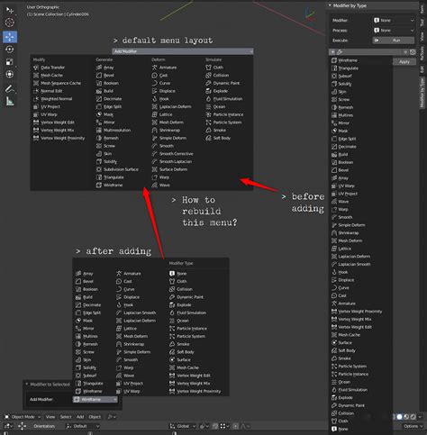 How To Rebuild The Add Modifier Menu Layout Python Support Blender