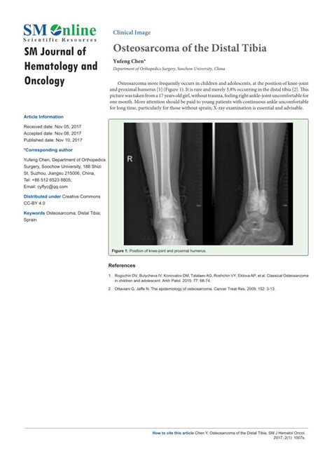 Pdf Osteosarcoma Of The Distal Tibia · Osteosarcoma More Frequently