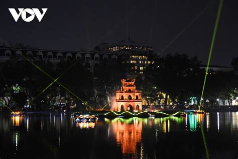 Hồ Gươm Tháp Rùa đẹp Huyền ảo Trong đêm Chiếu Sáng Nghệ Thuật