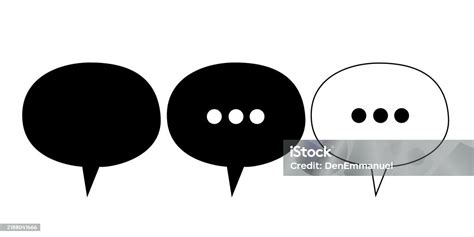 단색 검정색 채워짐 및 윤곽선 스타일의 타원이 있는 세 개의 말풍선 아이콘 집합입니다 0명에 대한 스톡 벡터 아트 및 기타 이미지 0명 검은색 다운로드 Istock