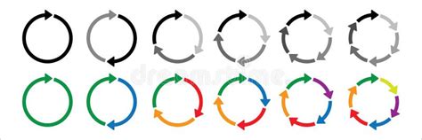 Colorful Circle Thin Arrow Icon Set Symbol Of Reload Refresh Loading Recycle And Repeat